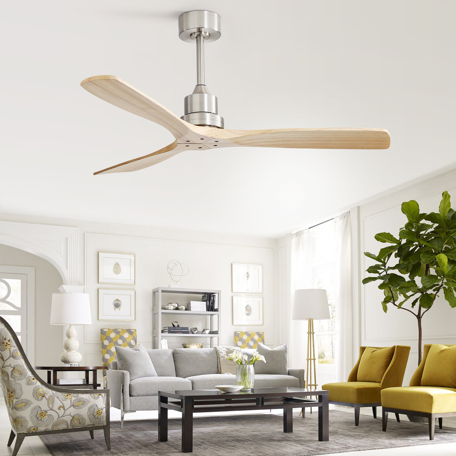 George Oliver Nicola 52" 3 - Blade Nickel Sand Standard Ceiling Fan with Remote Control ...